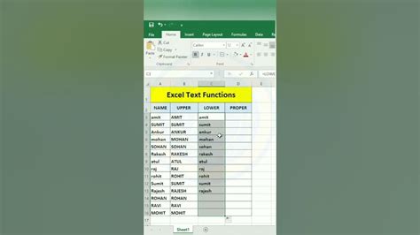 Text Functions In Ms Excel Textfunctions Excelfunctions Lower Upper Exceltutorial