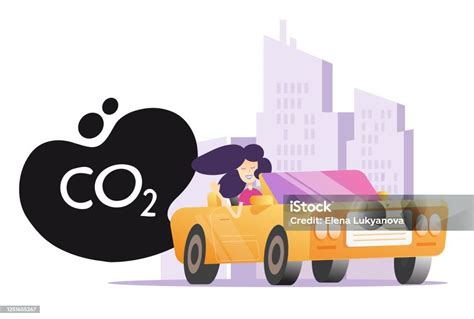 도시 또는 자동차 에서 자동차에서 Co2 탄소 오염 및 배출 구름 벡터 도시 또는 자동차 이산화탄소 배기 도시 연기 거품 기호 일러스트 공기 오염 표지판의 개념 감소에 대한