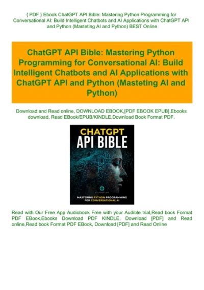 Pdf Ebook Chatgpt Api Bible Mastering Python Programming For