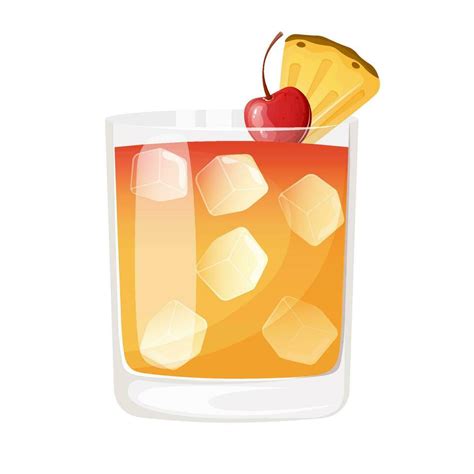 Mai Tai Cocktail Decorated With Cherry And Pineapple 24609158 Vector