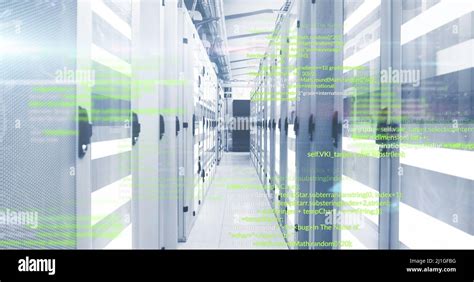 Image Of Data Processing Over Server Room Stock Photo Alamy
