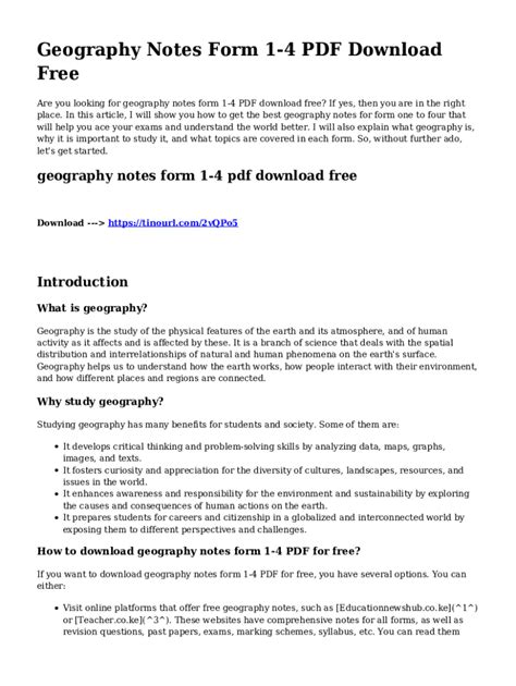 Fillable Online Get Free Geography Notes Form 1 4 In PDF Fax Email Print PdfFiller