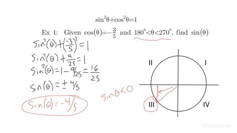 Using The Pythagorean Identity To Solve For Angles Algebra
