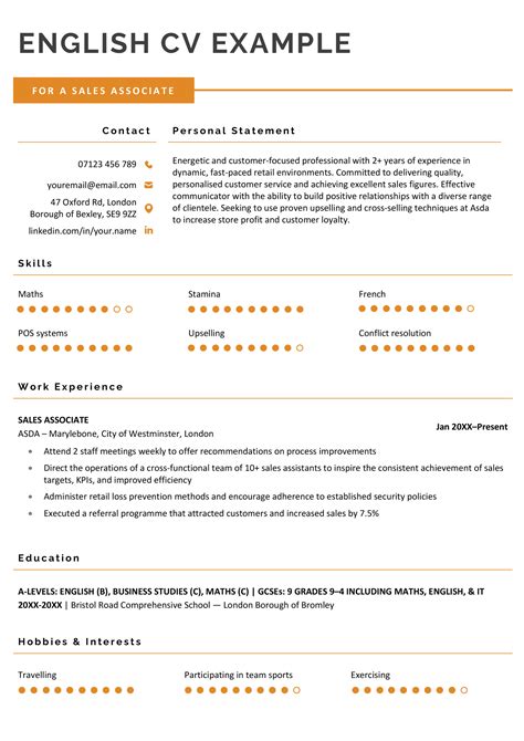 How To Write An English Cv [examples And Free Template]