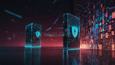 Digital Security Concept With Glowing Locks And Data Streams In Futuristic Setting Stock