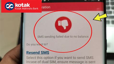 Fix Kotak Bank Sms Sending Failed Due To No Balance Problem Solved