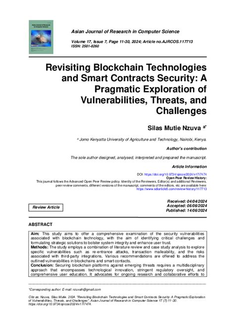 pdf revisiting blockchain technologies and smart contracts security
