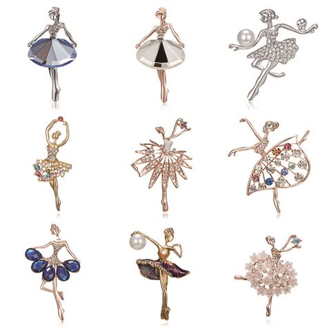 Badu Bg Сладки танцуващи момичета Балетни спортни брошки за жени Художествена гимнастика Перлен