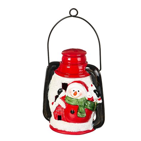 Новорічний декор підвісний ліхтарик з Led підсвіткою Сніговик 14х12х9 см Id 1504770593