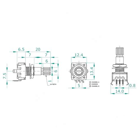 24 Ppr Rotary Encoder No Button 24 Detents 20mm Knurled Shaft