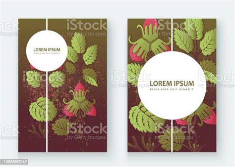 딸기 패턴 디자인 템플릿 제품 손으로 그린 레드 베리 귀여운 트렌디한 어두운 배경에 꽃이 만발한 녹지 덤불 그래픽 일러스트레이션 웨딩 초대장 포스터 카드 표지 제품 벡터 0