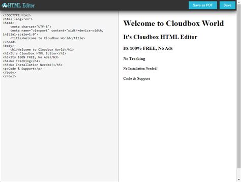 cloudbox html editor