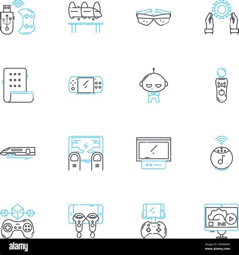 Virtual Analytics Linear Icons Set Analysis Metrics Data