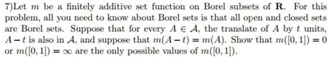 Solved 7 Let M Be A Finitely Additive Set Function On Borel