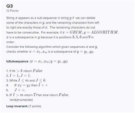 Q3 13 Points String X Appears As A Sub Sequence In