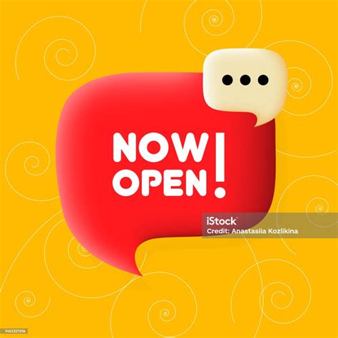 이제 배너를 엽니 다 이제 텍스트가 열려 있는 말풍선입니다 사업 개념입니다 3d 그림입니다 나선형 배경입니다 비즈니스 및 광고에 대 한 벡터 라인 아이콘입니다 Film