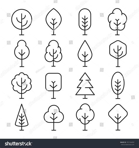 Tree Line Icon Naturally Beautiful Symbol Wooden Trunk And Outline Branches For Map Tree
