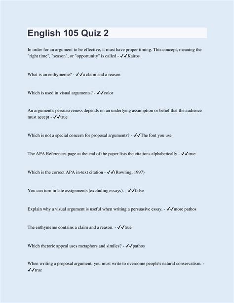 english 105 quiz 2 questions with 100 correct answers updated and verified browsegrades