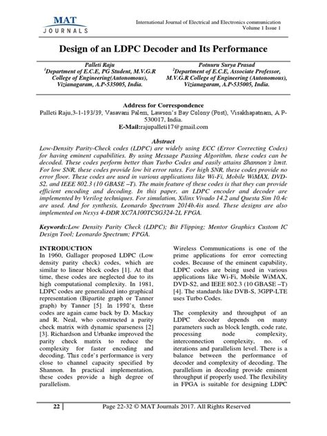 Fpga Imp Pdf Low Density Parity Check Code Electrical Engineering