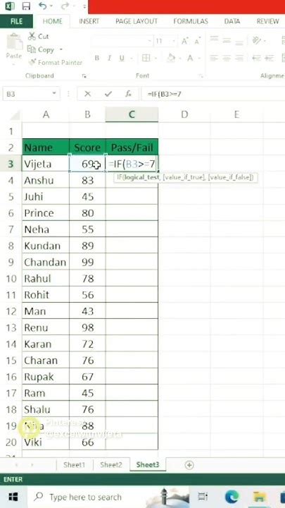 Pass Fail Formula 2 Seconds In Excel Exceltips Excel Viralvideo