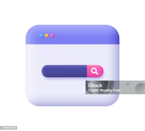 웹페이지 브라우저 창과 검색창 인터넷 개념에 대한 검색 및 탐색 3d 벡터 아이콘입니다 카툰 미니멀 스타일 3차원 형태에 대한