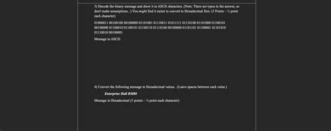 Solved 3 Decode The Binary Message And Show It In Ascii