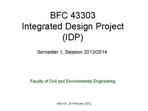 BFC 43303 Integrated Design Project IDP Semester 1