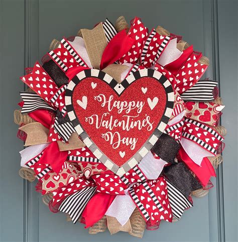 Valentines Day Wreath Heart Wreath Valentines Decor Etsy