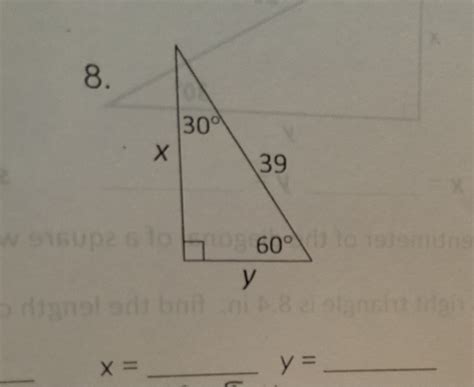 Solved How Do I Find The Values Of X And Y In This Triangle Chegg Com