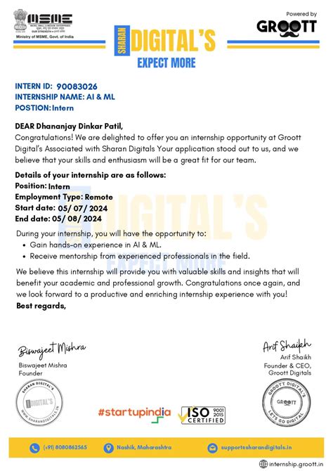 Dhananjay Patil On Linkedin Intership Artificalintelligence Machinelearning