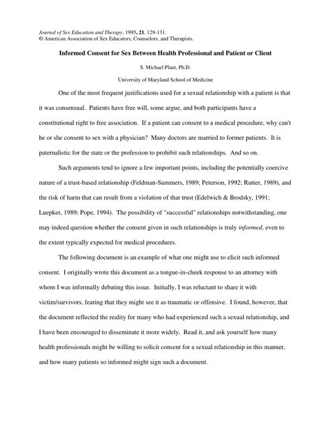 PDF Informed Consent For Sex Between Health Professional And Patient Or Client