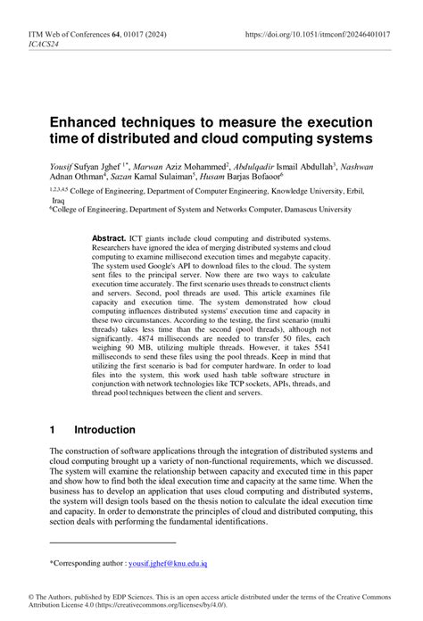 PDF Enhanced Techniques To Measure The Execution Time Of Distributed