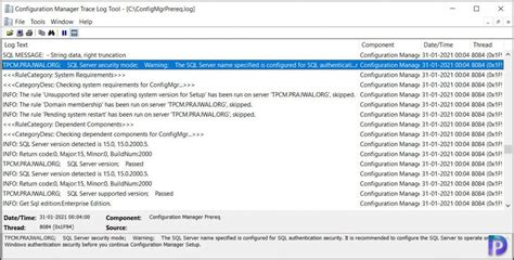 fix sccm sql server security mode warning prerequisite