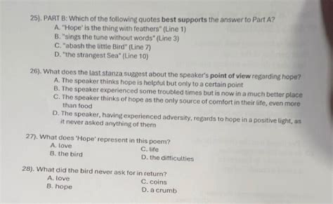 solved 25 part b which of the following quotes best supports the