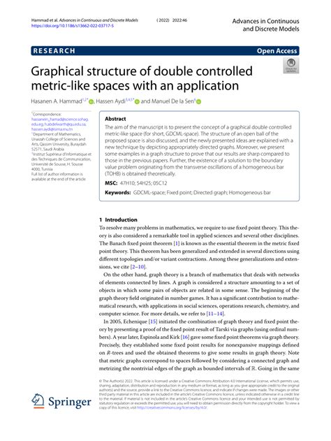 Pdf Graphical Structure Of Double Controlled Metric Like Spaces With An Application