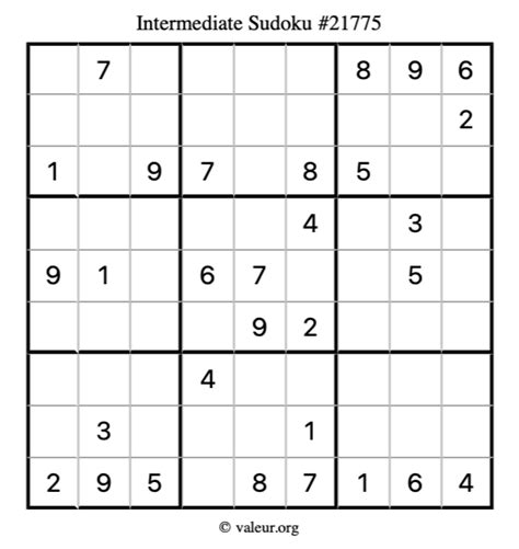 Intermediate Sudoku Puzzle 21775