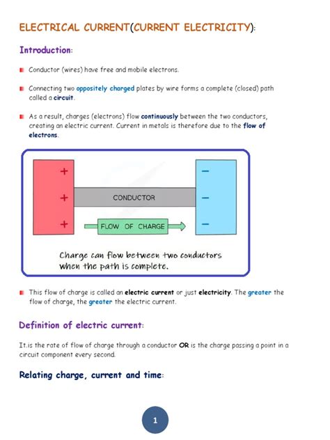 Electrical Current Notes For Igcse Pdf Electrical Resistance And Conductance Voltage