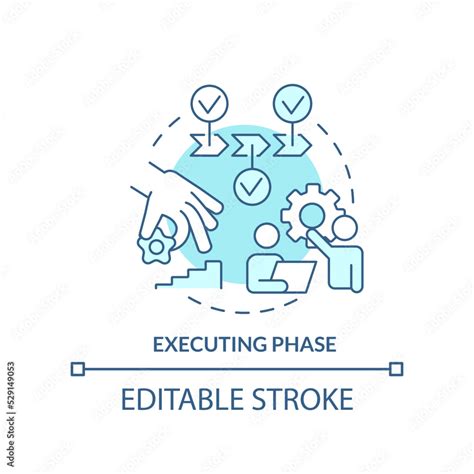 Executing Phase Turquoise Concept Icon Tasks Completing Project Management Abstract Idea Thin