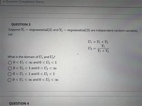 Solved Question 3 Suppose Y1∼ Exponential 3 And Y2∼