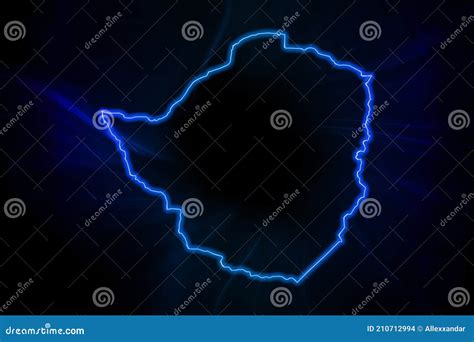 Glowing Map Of Zimbabwe Modern Blue Outline Map Stock Illustration Illustration Of Geography