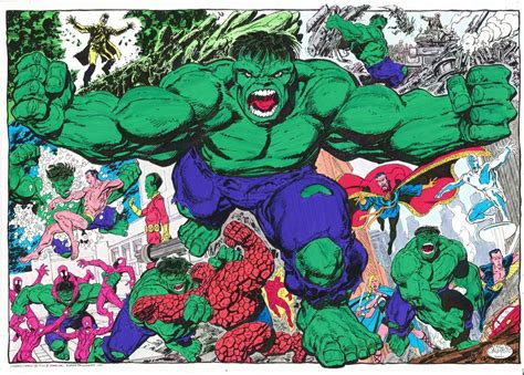 John Byrne Hulk Montage Hand Colored Print In The Comicart2003s My