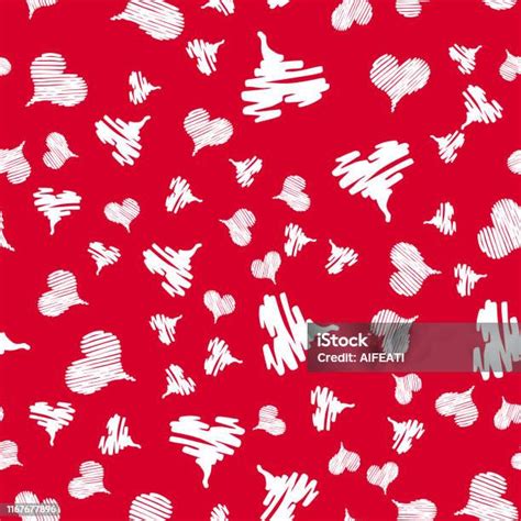 원활한 현대 그런지 하트 손으로 그린 세트 어떤 목적을위한 훌륭한 디자인 손으로 그린 빨간 낙서 그런 지 하트 세트입니다 현대 적색 벡터 디자인 원활한 벡터 타일 패턴입니다