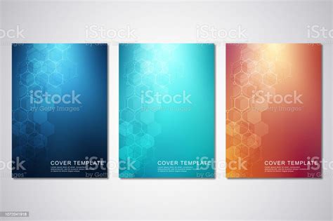 표지 또는 안내 책자 육각형 패턴 및 기술 배경 벡터 템플릿 추상적인 기하학적 텍스처 고 하이테크 디지털 배경입니다 건강관리와 의술에 대한 스톡 벡터 아트 및 기타 이미지