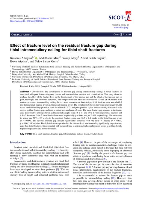 Pdf Effect Of Fracture Level On The Residual Fracture Gap During Tibial Intramedullary Nailing