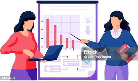여자는 직원 이익 차트를 발표합니다 파산 소득 지표 감소 경영자에 대한 스톡 벡터 아트 및 기타 이미지 경영자 교육 금융 Istock