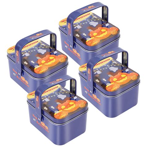 할로윈 상자 통 사탕 보관 쿠키 항아리 빈 캔 양철 밀폐 틴 차 바구니 용기 느슨한 금속 용기 치료 Aliexpress