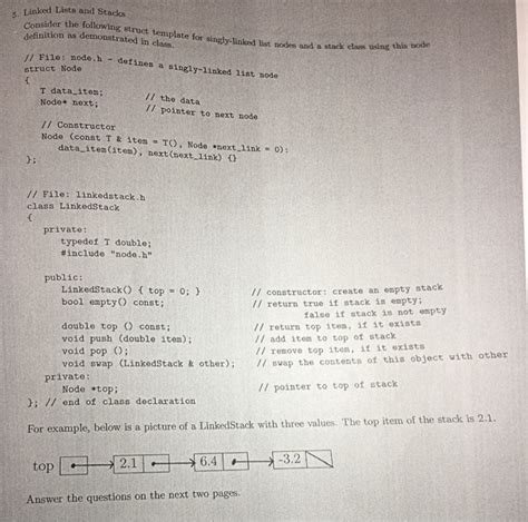 Solved Linked Lists And Stacks Consider The Following Struct