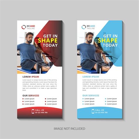 터 현대적이고 깨 ⁇ 한 체육관 롤 업 배너 템플릿 디자인 프리미엄 벡터