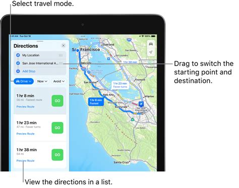 Select Other Route Options In Maps On Ipad Apple Support Au
