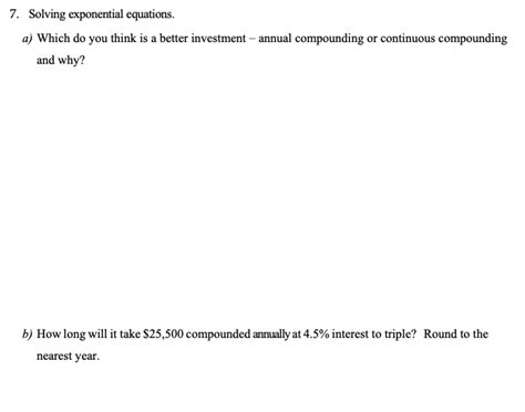 Solved 7 Solving Exponential Equations A Which Do You Chegg Com